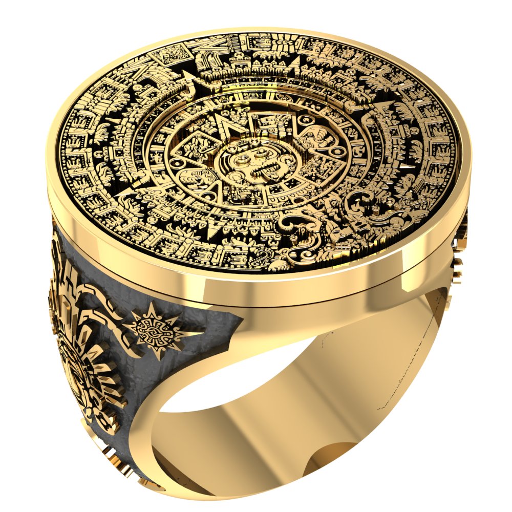 Tribal Mayan Aztec Calendar Sun Ring Aztec Mayan Ring Patterned Ring B ...