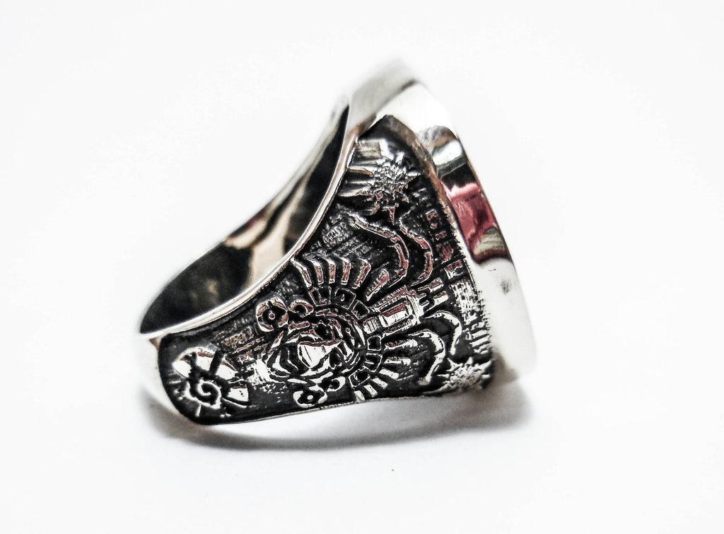 Mayan Ring, Silver Ring, Patterned Ring, Hand made, Mayan Calender Rin ...